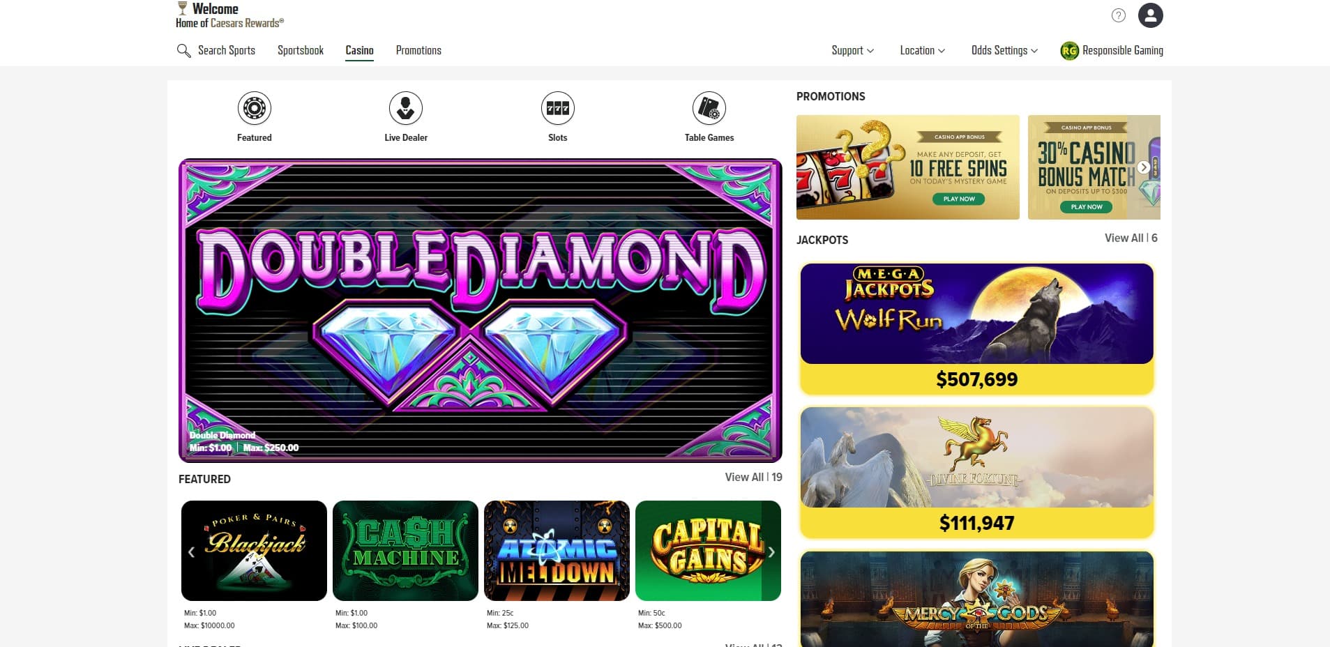 Caesars Online Casino Review | No Deposit Welcome Offer Bonus